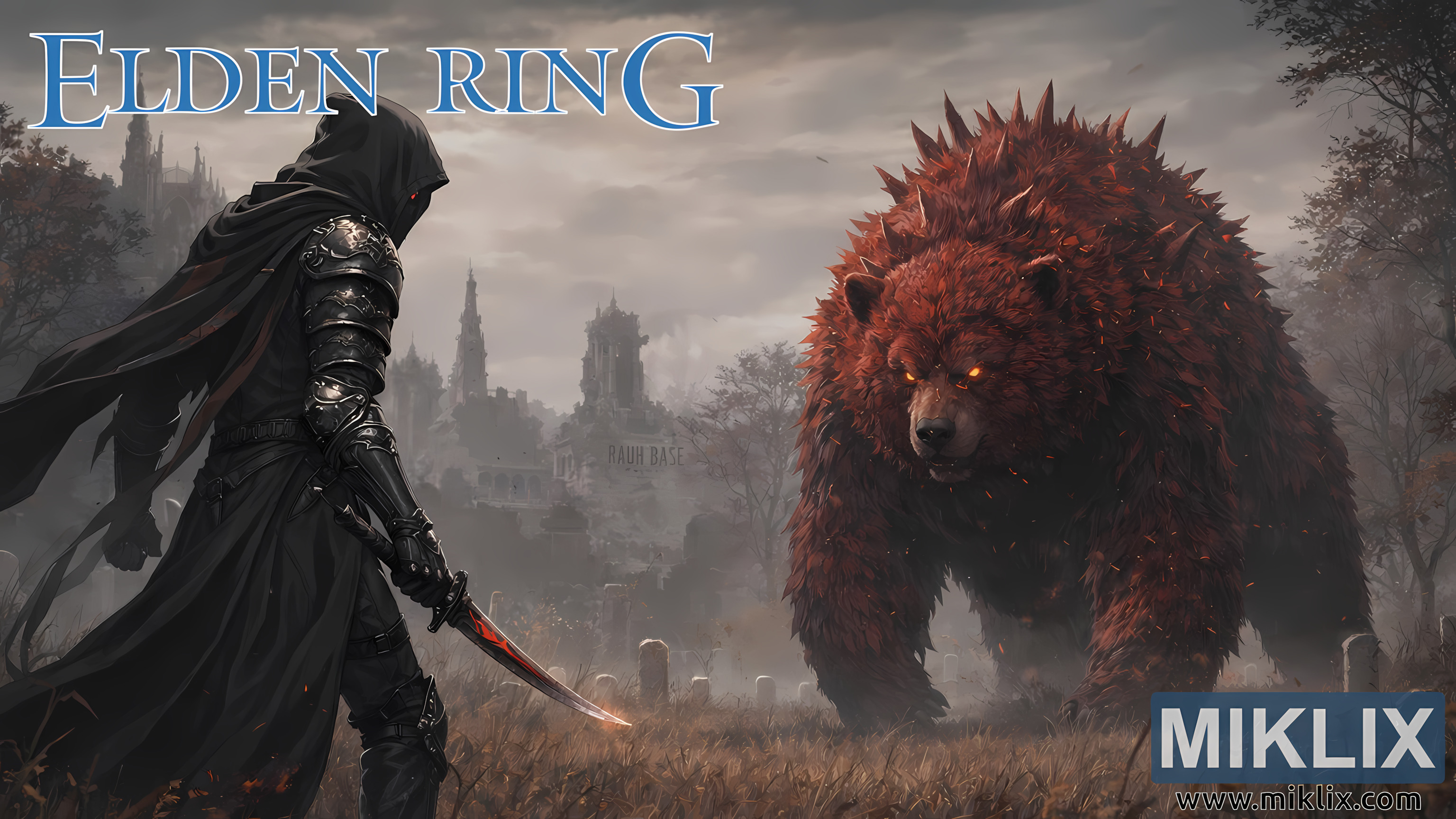 Imatge: Tarnished contra Rugalea a la base de Rauh - Miklix