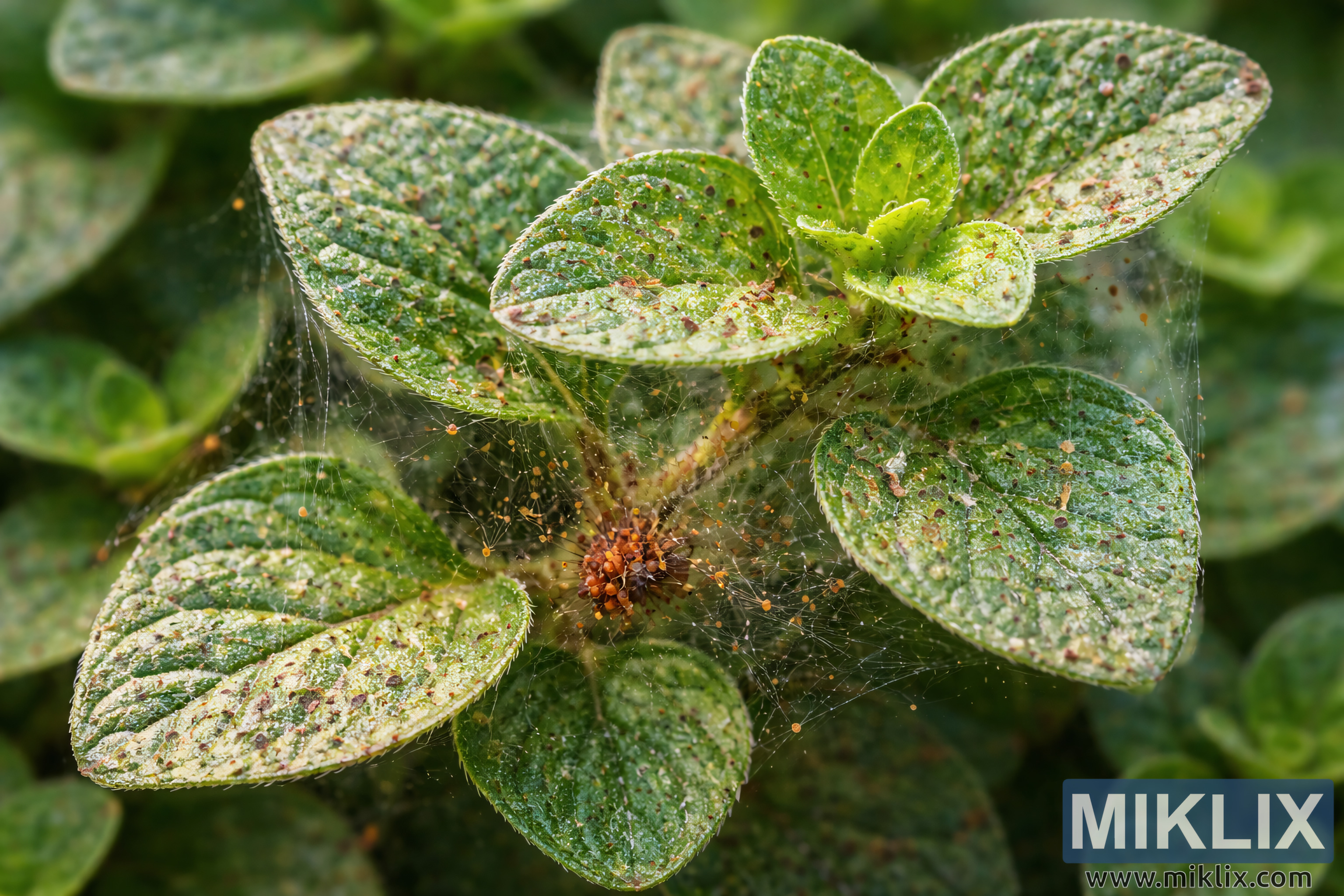 Image: Spider Mite Damage on Oregano Leaves - Miklix