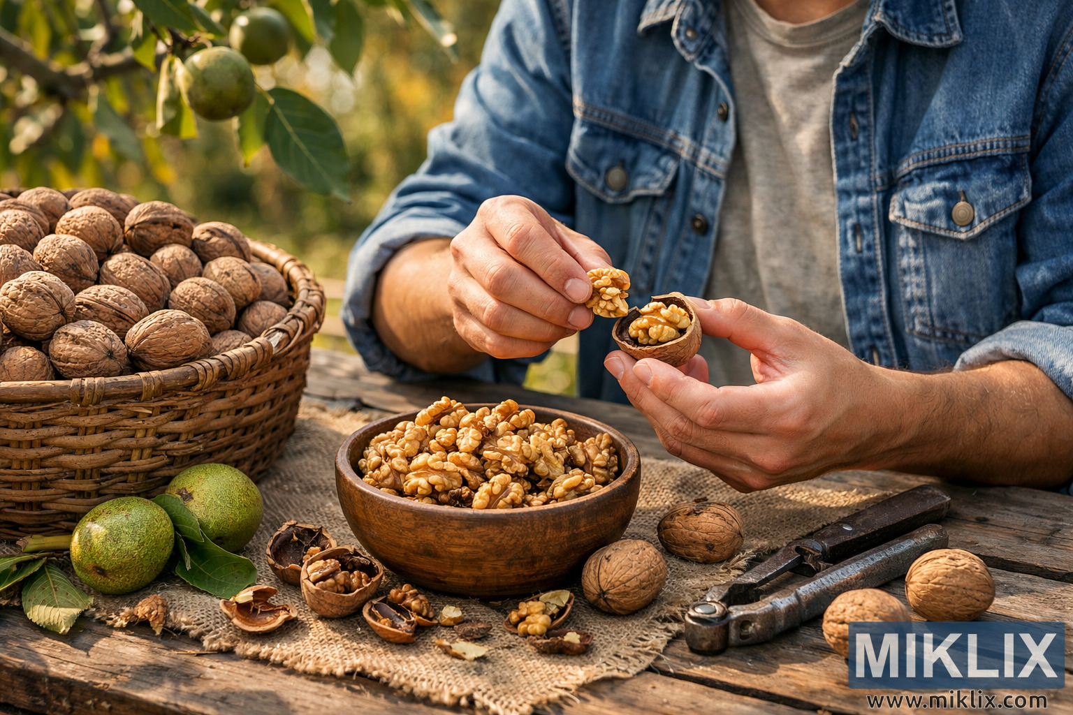 Image: Enjoying Fresh Walnuts at Harvest Time - Miklix