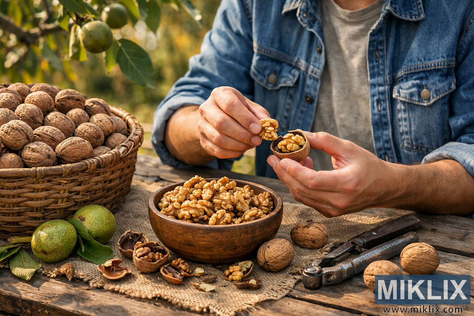 Image: Enjoying Fresh Walnuts at Harvest Time - Miklix