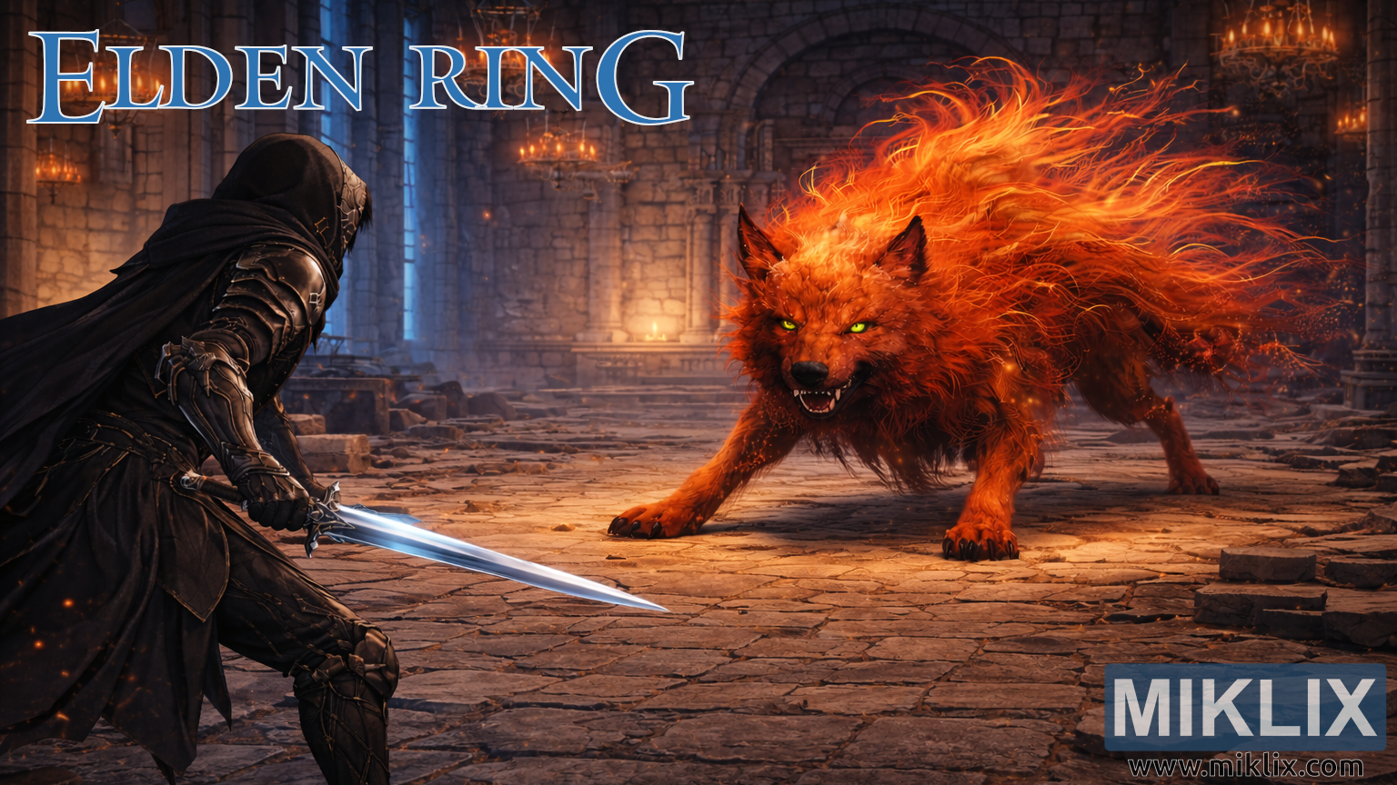 Image: Tarnished vs. the Red Wolf of Radagon - Miklix