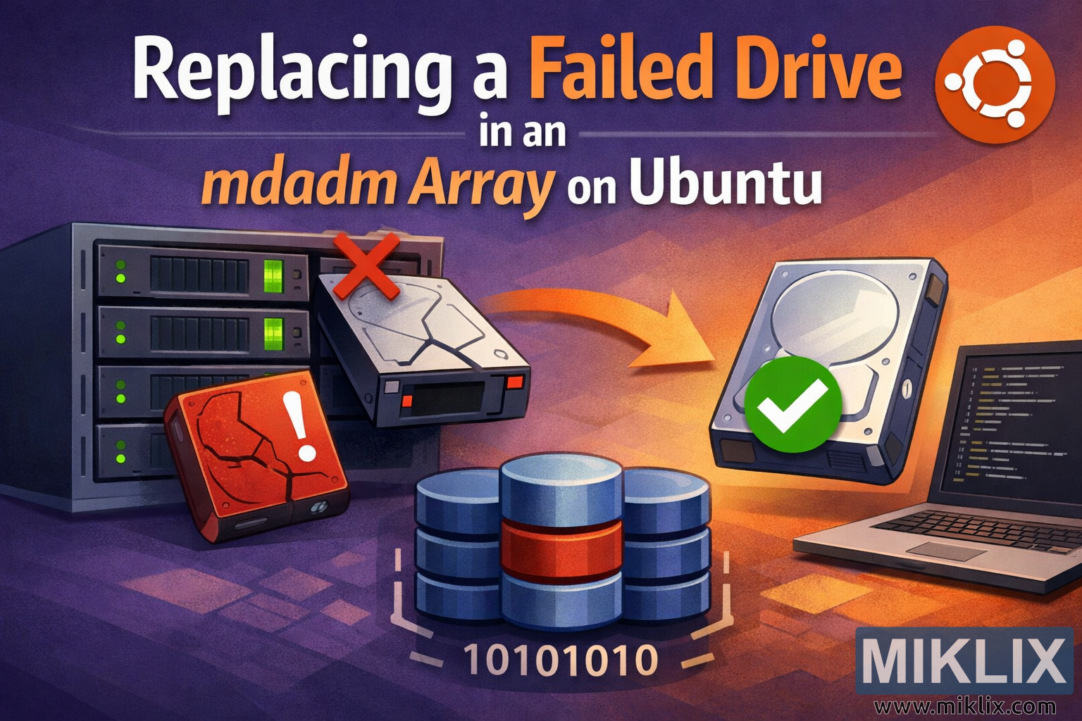 Image: Replacing a Failed Drive in an mdadm Array on Ubuntu - Miklix