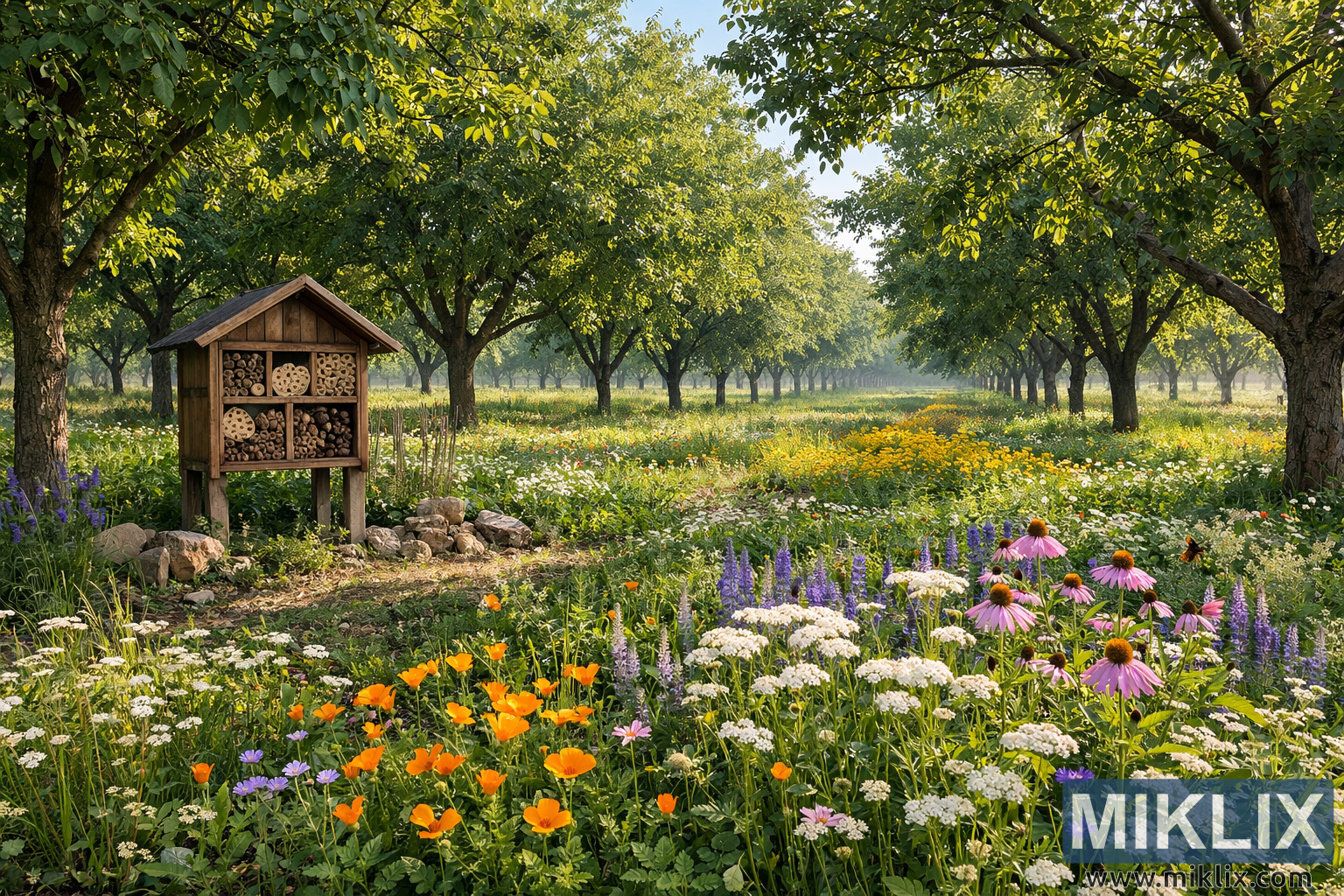 Image: Sustainable Walnut Orchard with Biodiverse Ground Cover - Miklix
