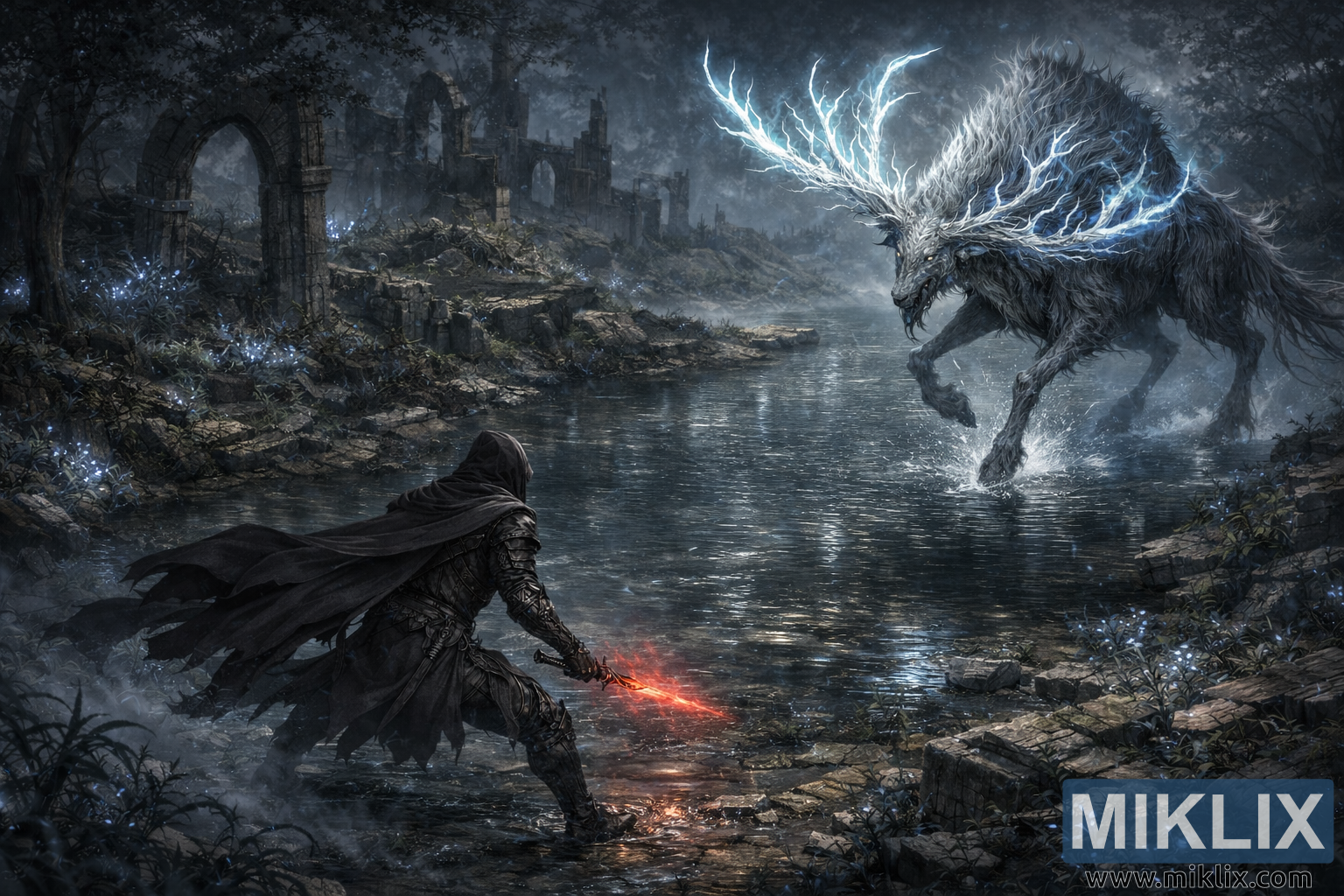 Image: Duel Dark Fantasy à Nokron - Miklix