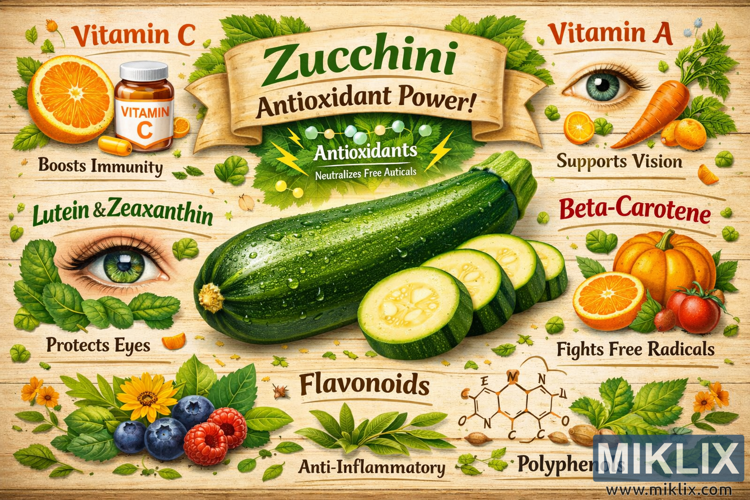 Imagem: Poder antioxidante da abobrinha – Infográfico sobre vegetais ...