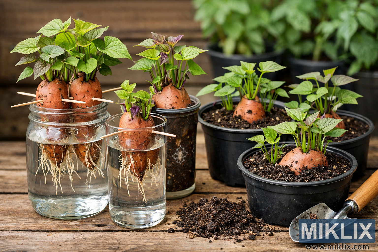 Image: Sweet Potato Slip Propagation in Water and Soil - Miklix