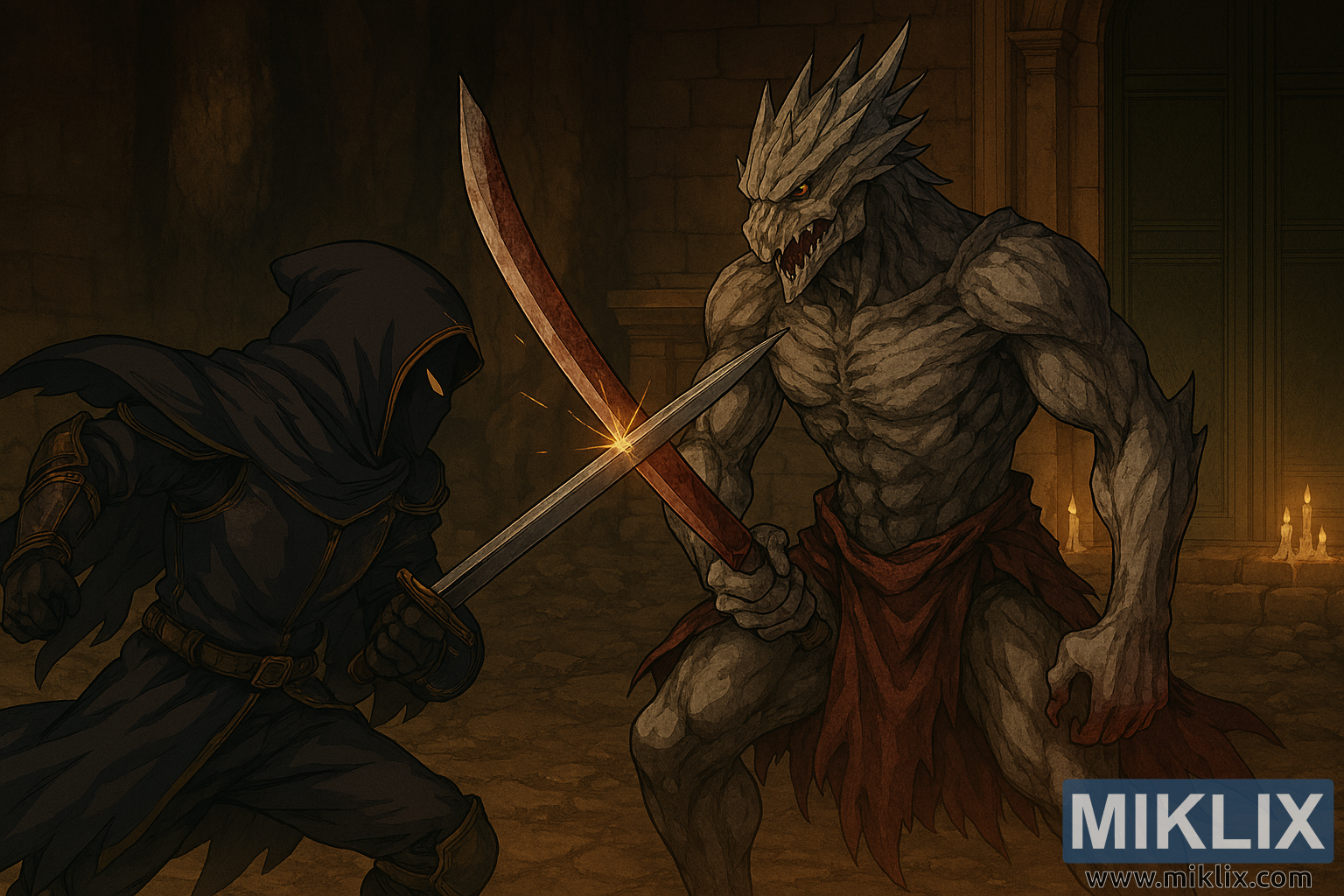 Image: Tarnished vs Ancient Dragon-Man in Dragon's Pit - Miklix