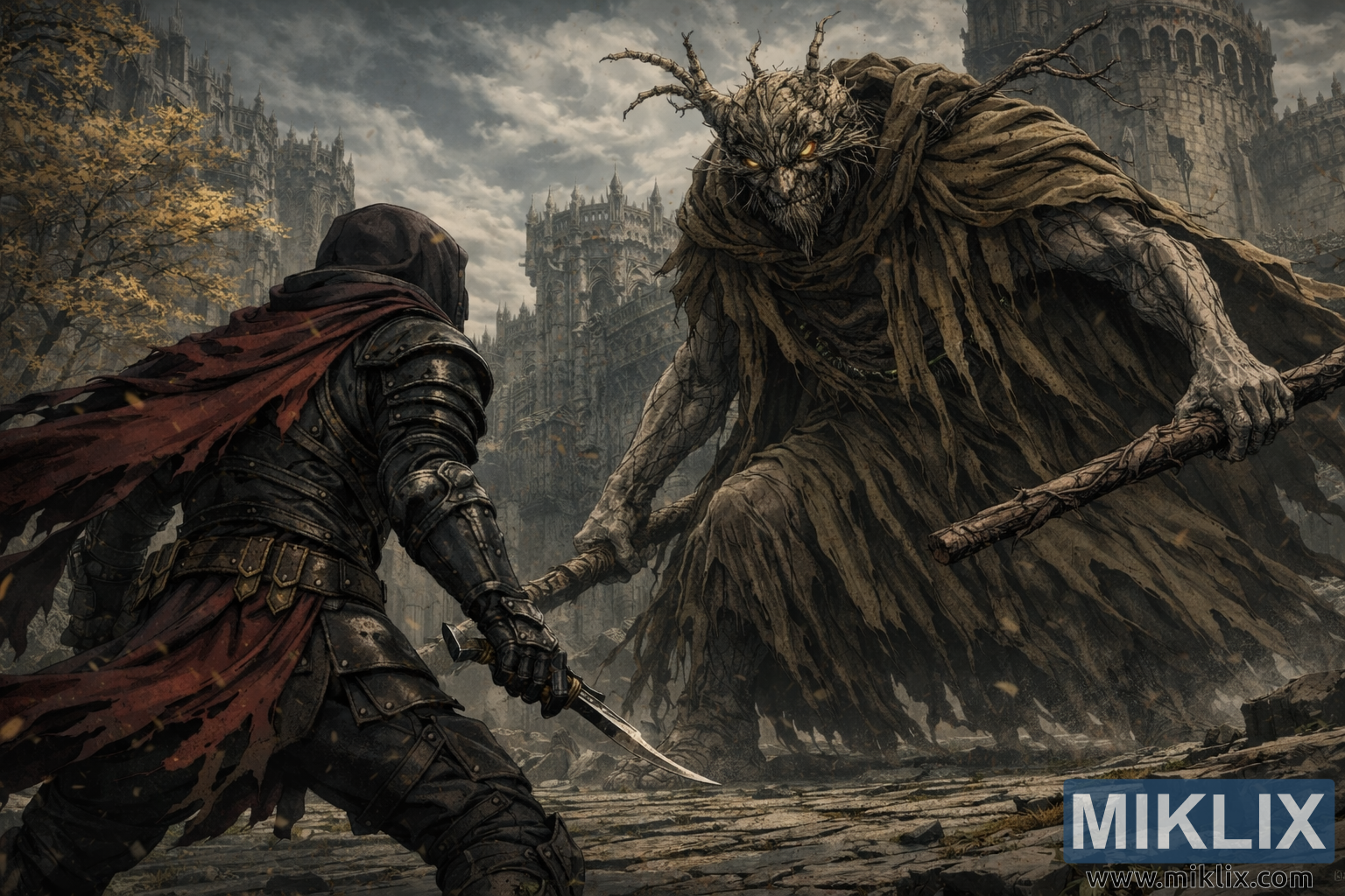 Image: Stormveil Standoff: Tarnished vs. the Omen Giant - Miklix