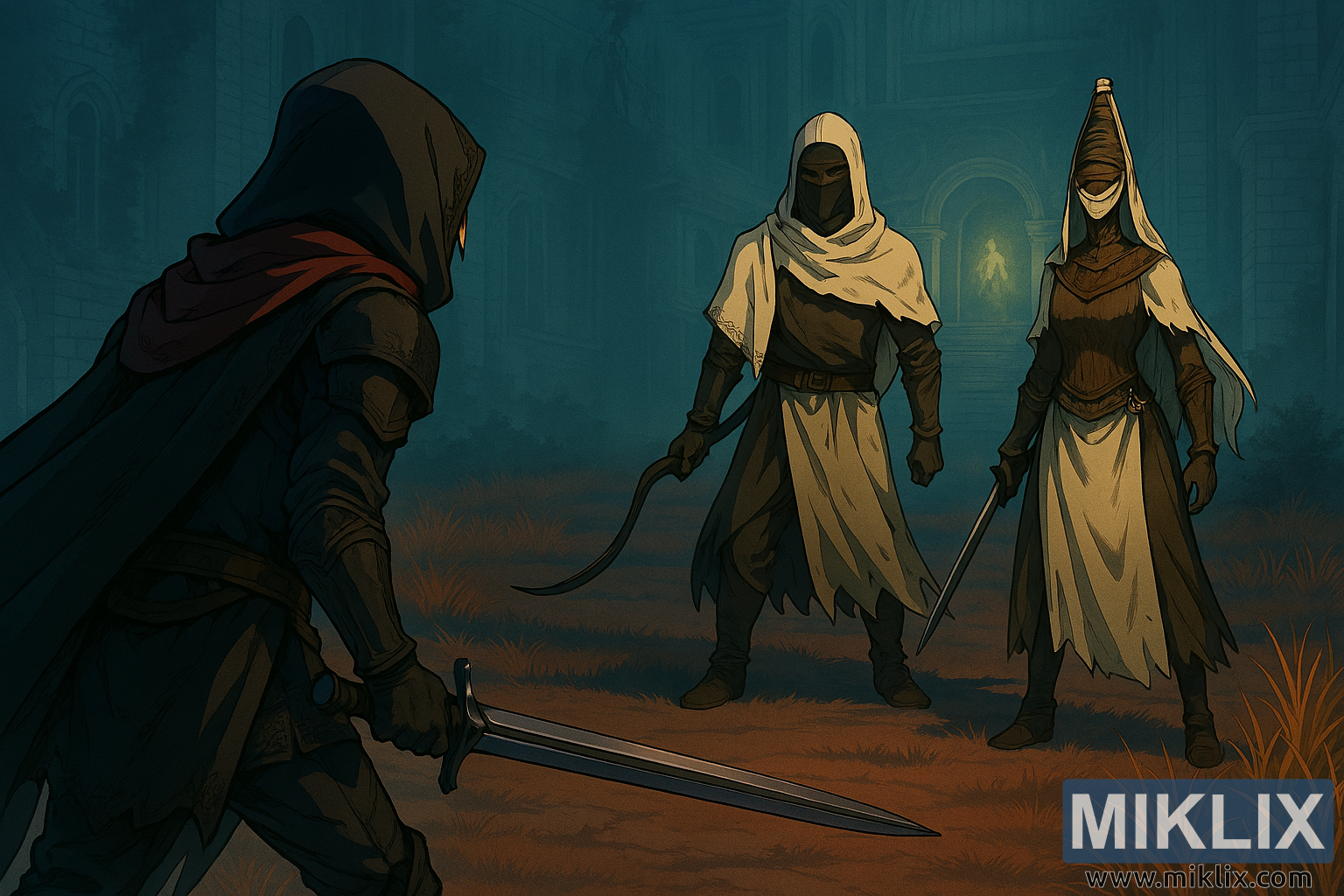 Kuva: Tarnished vs. Nox Swordstress ja Munkki Selliassa - Miklix