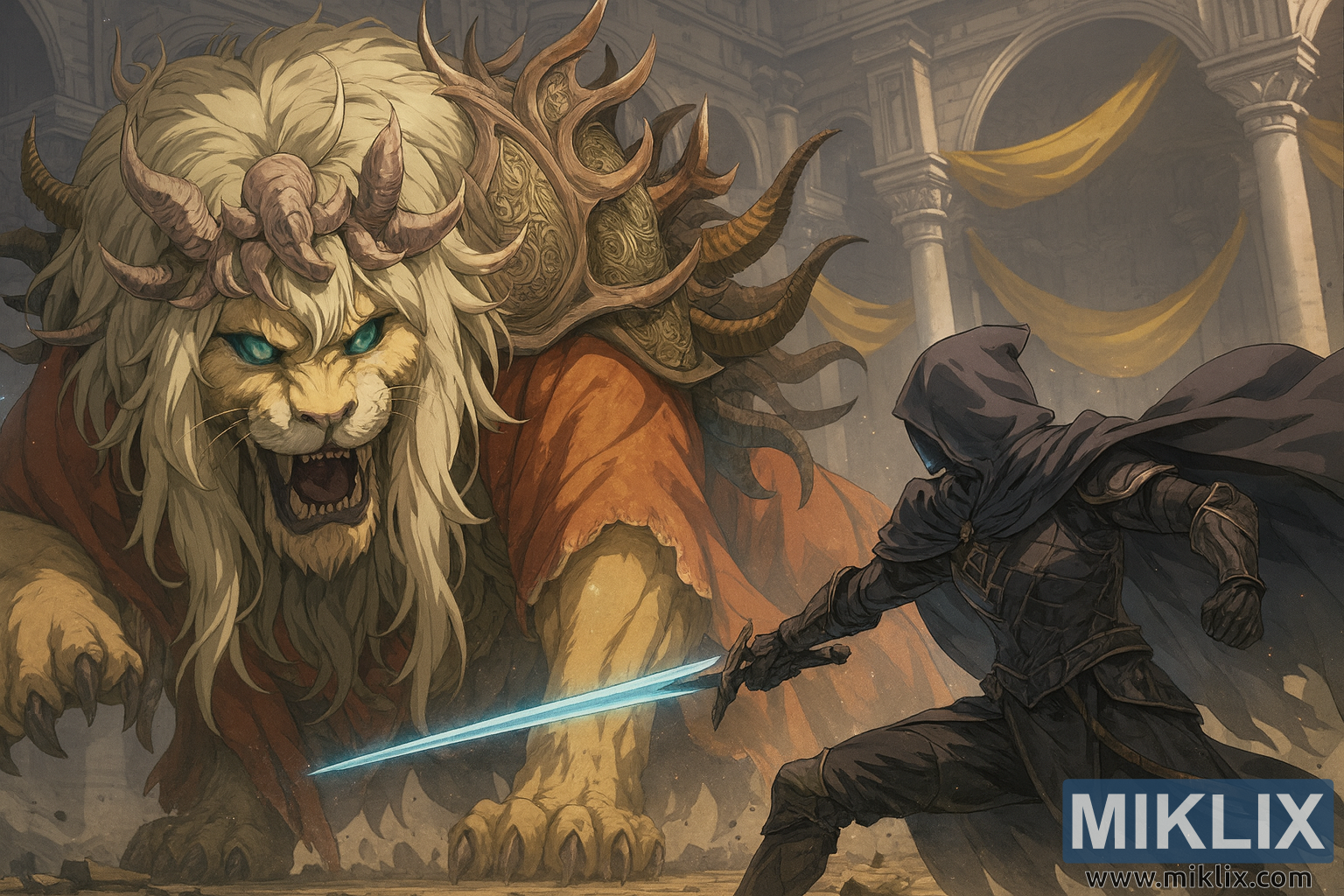 Image: Tarnished vs Divine Beast Dancing Lion - Miklix