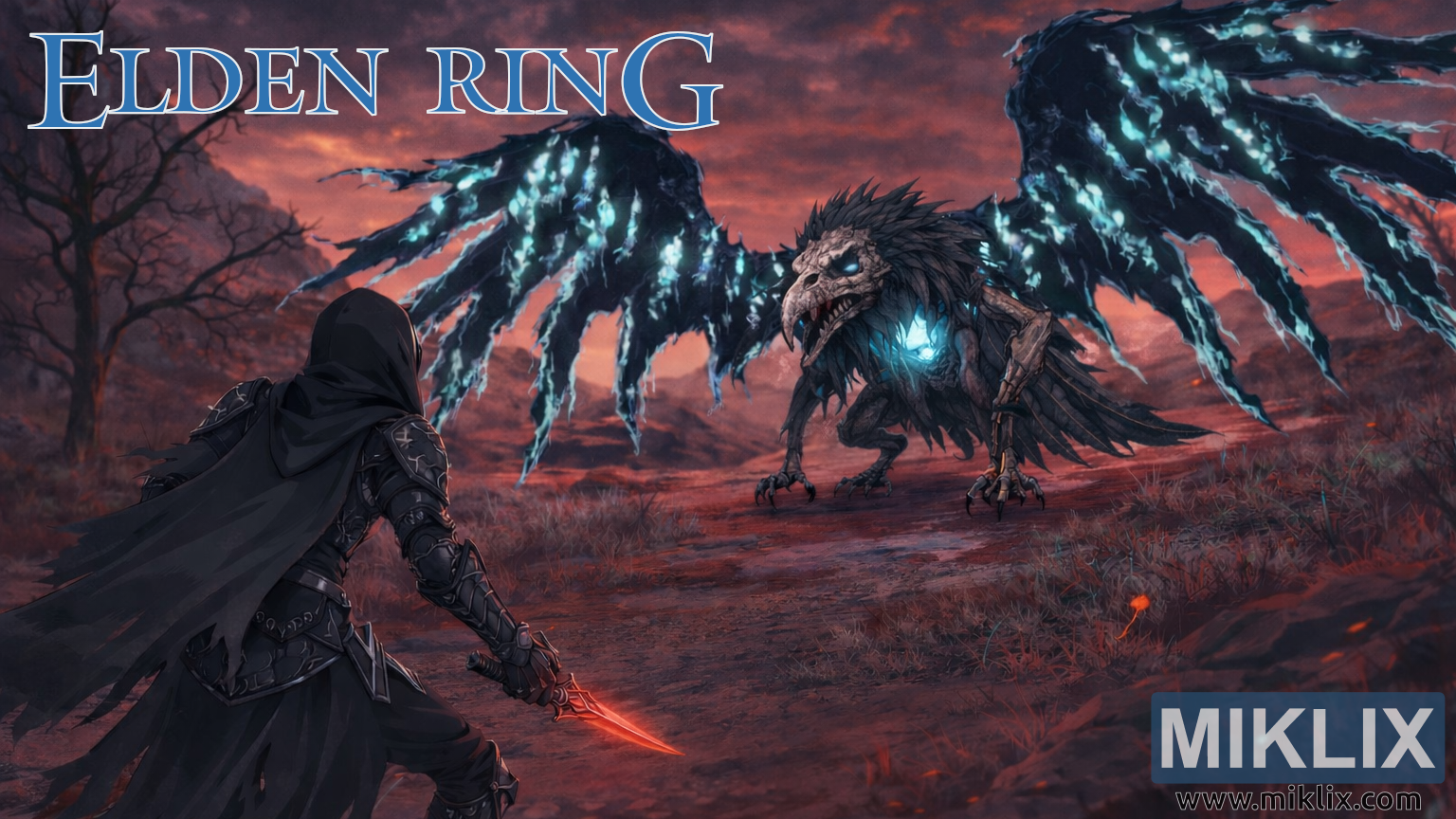 Image: Black Knife Duel with Death Rite Bird in Caelid - Miklix