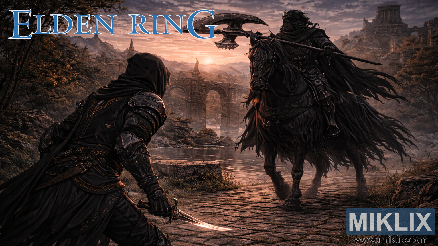 Image: Black Knife Duel with Night's Cavalry on Gate Town Bridge - Miklix