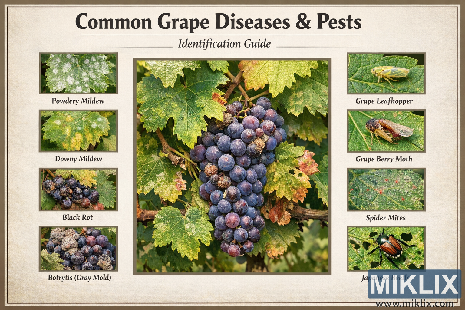 Image: Common Grape Diseases and Pests Identification Guide - Miklix