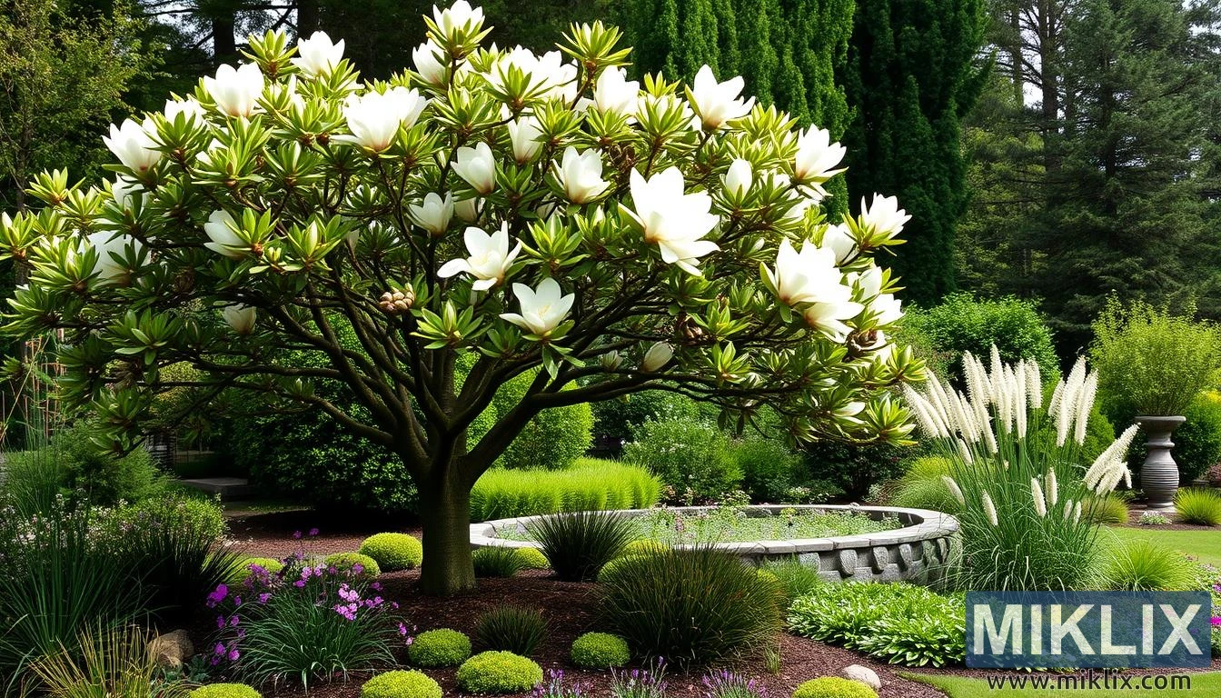 Image: Magnolia Tree as a Garden Focal Point - Miklix