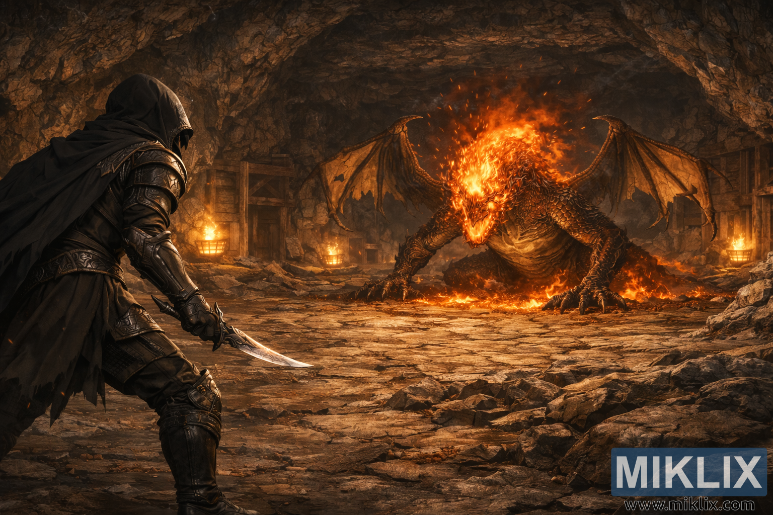 Image: Standoff in the Depths of Gael Tunnel - Miklix