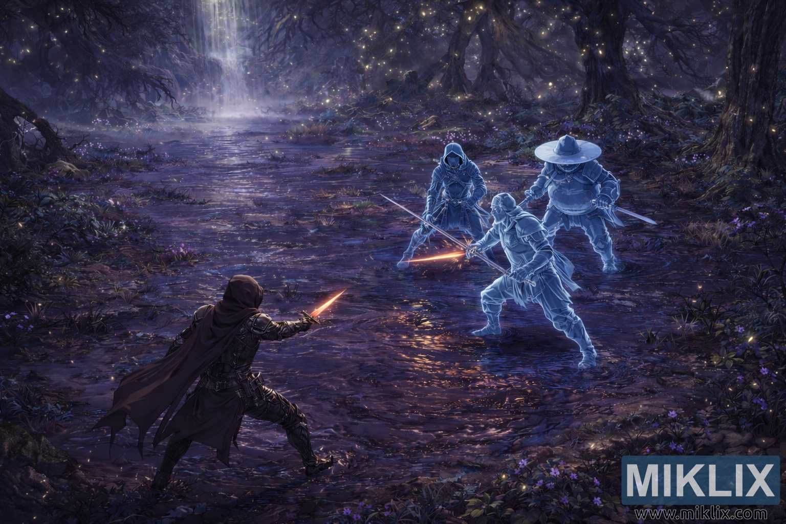 Image: Isometric Standoff in Deeproot Depths - Miklix