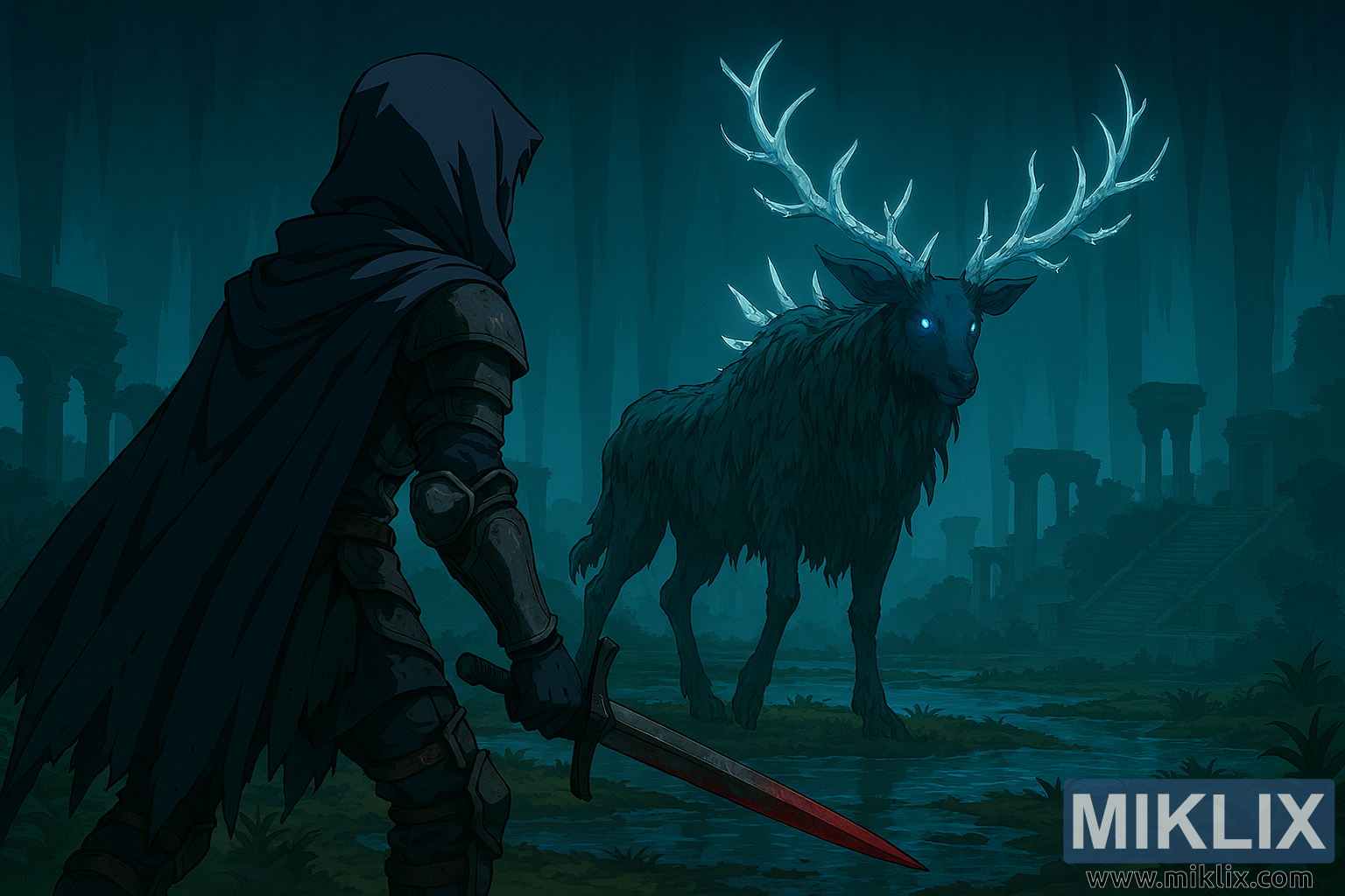 Image: Confrontation in Siofra: Tarnished vs Ancestor Spirit - Miklix