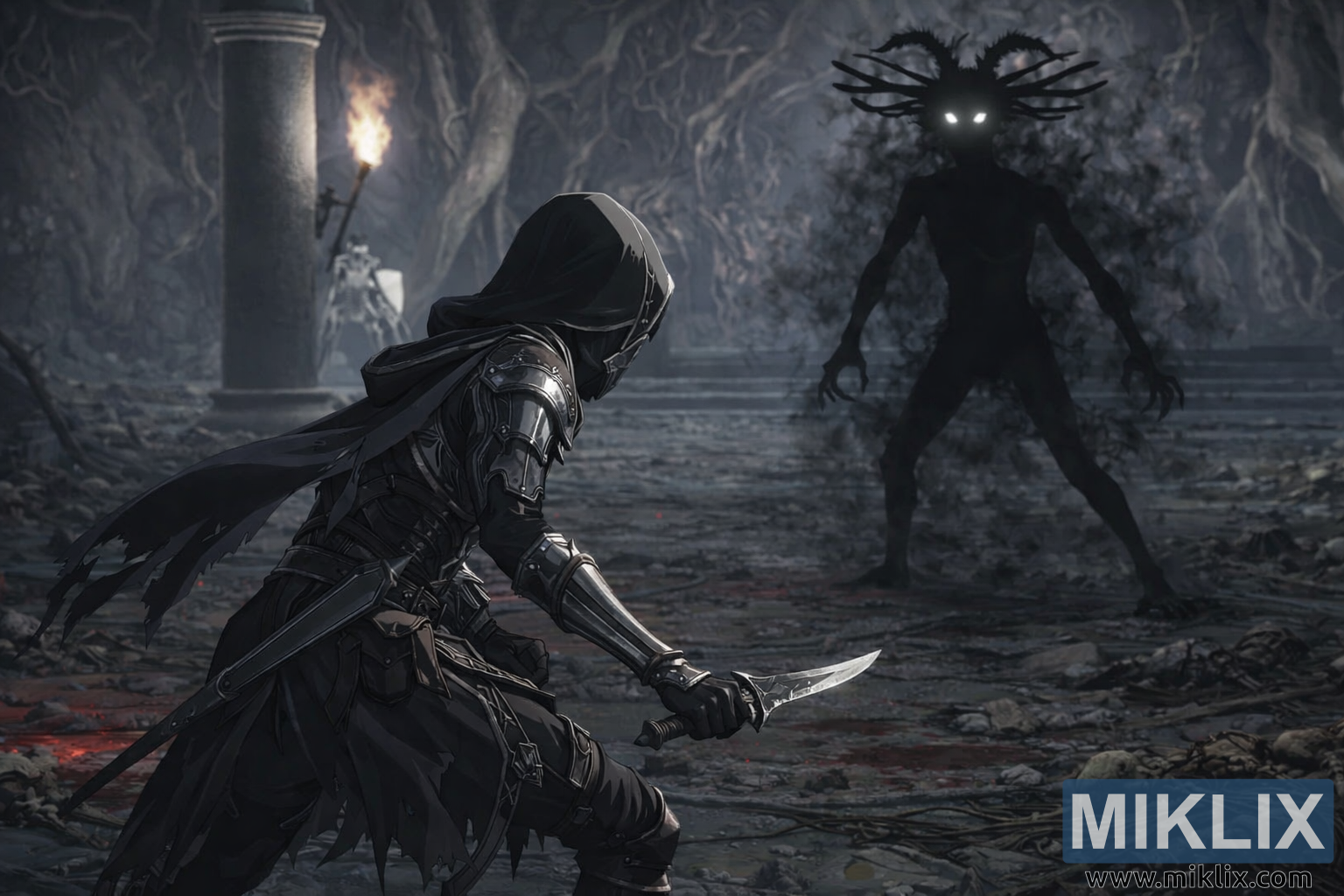 Image: Tarnished vs Cemetery Shade - Miklix