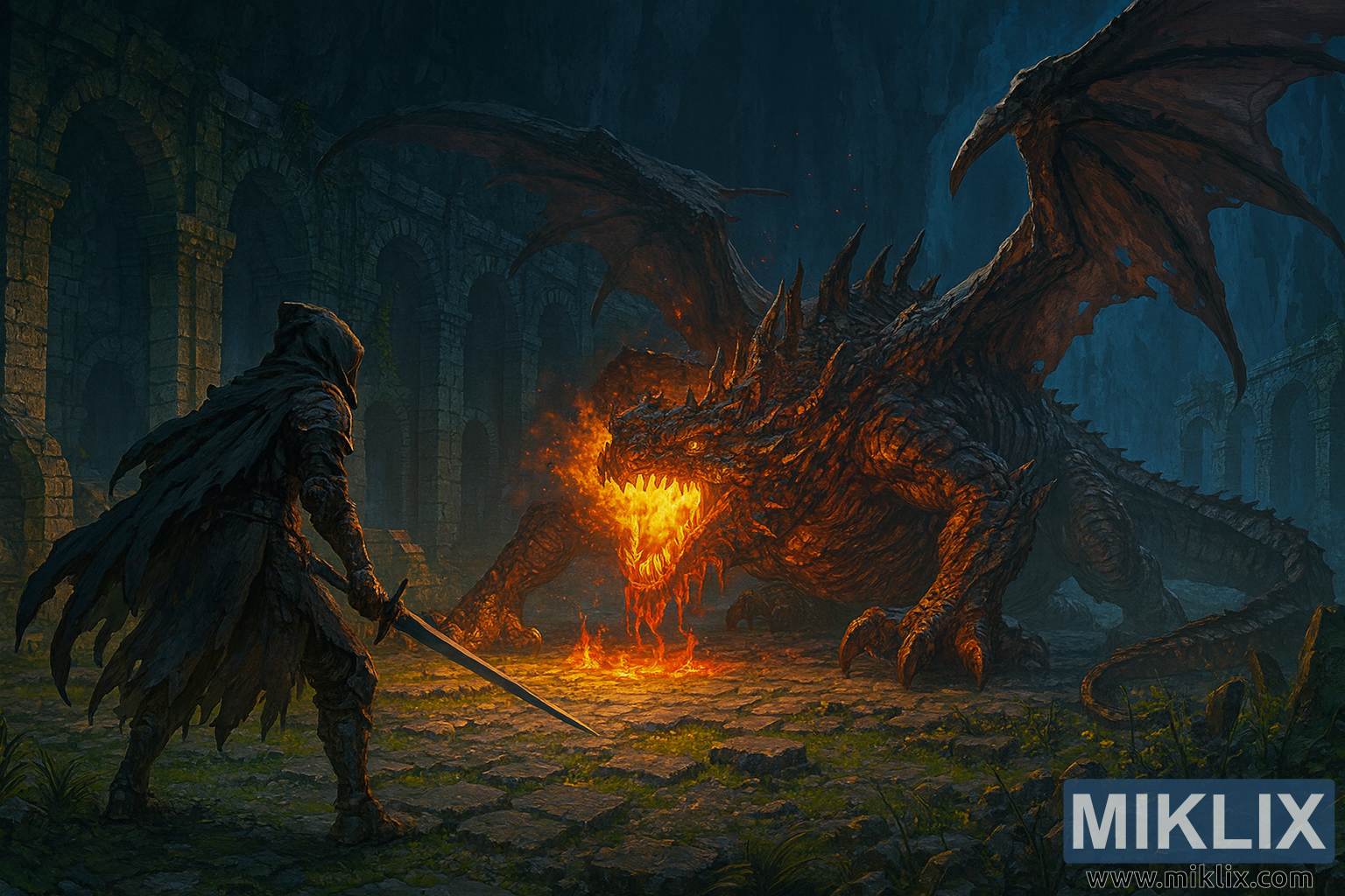 Image: Tarnished vs Magma Wyrm Makar – Ruin-Strewn Precipice Showdown ...