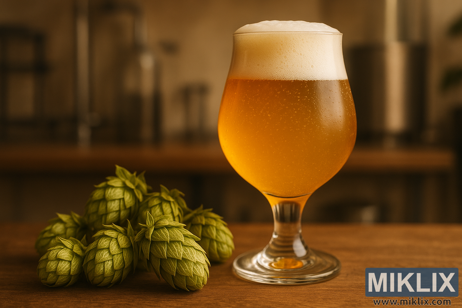 Image: Craft Beer with Styrian Wolf Hops in a Warm, Artisanal Setting ...