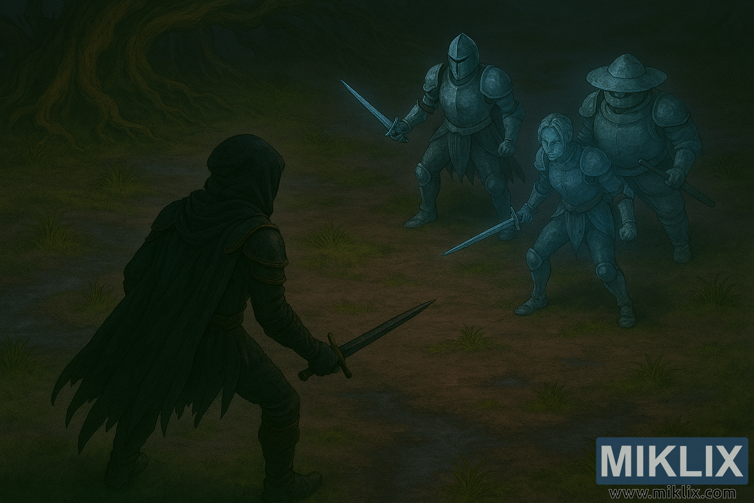 Kuva: Isometrinen pattitilanne: Tarnished vs. Fian mestarit - Miklix