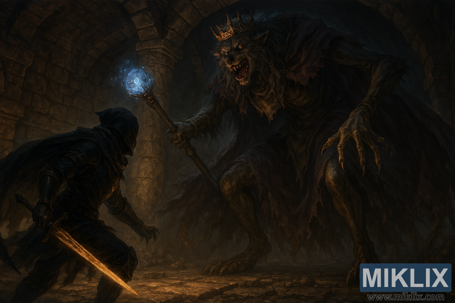 Image: Tarnished vs Demi-Human Queen Gilika - Miklix