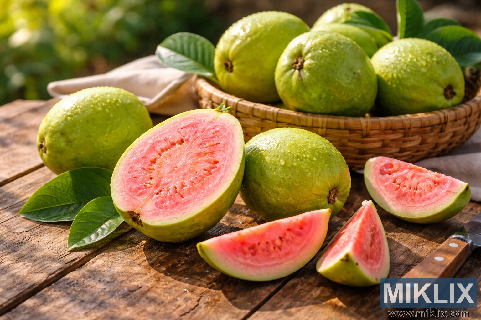 Image: Fresh Guavas on Rustic Wooden Table - Miklix