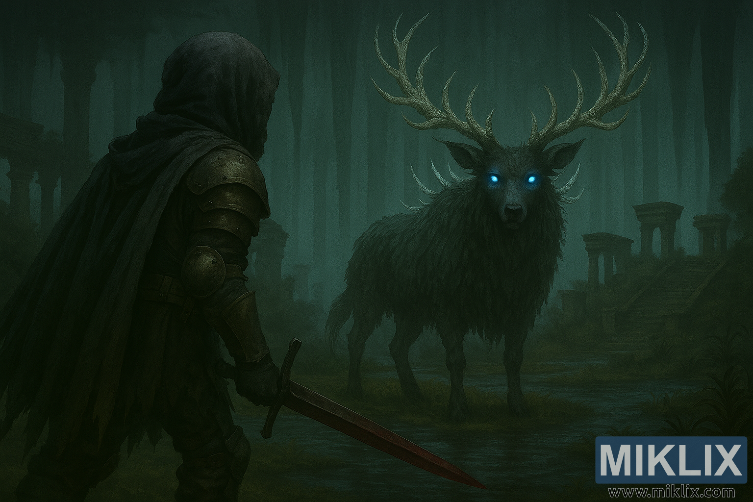 Image: Tarnished Faces Ancestor Spirit in Siofra - Miklix