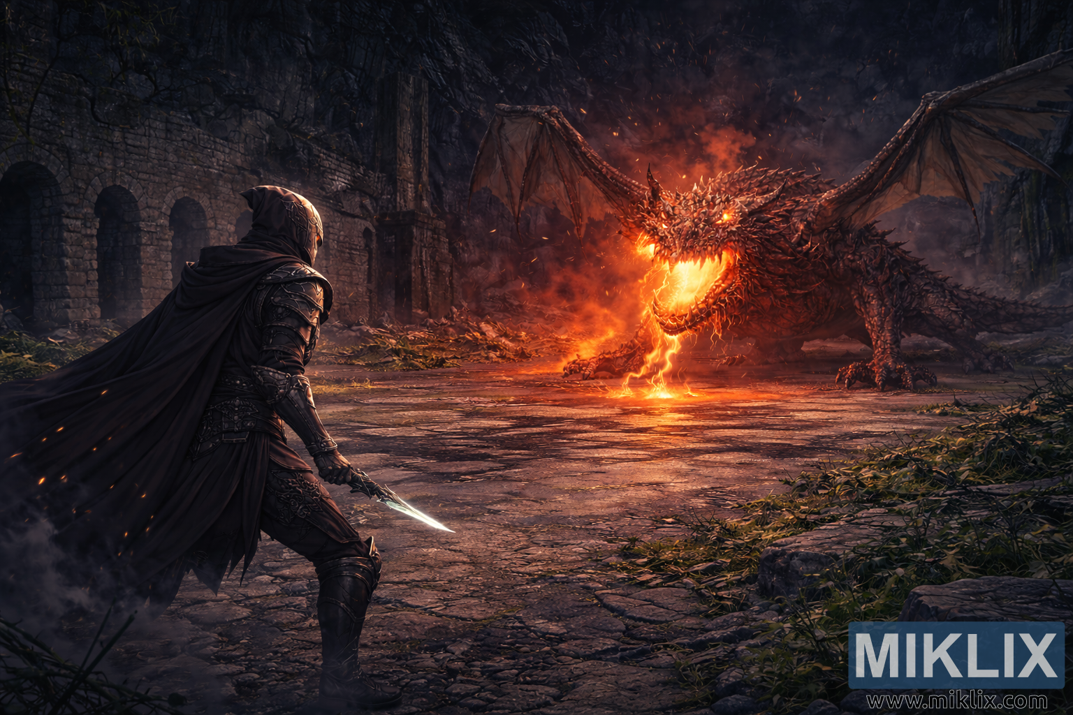 Image: Before the Inferno at the Ruin-Strewn Precipice - Miklix