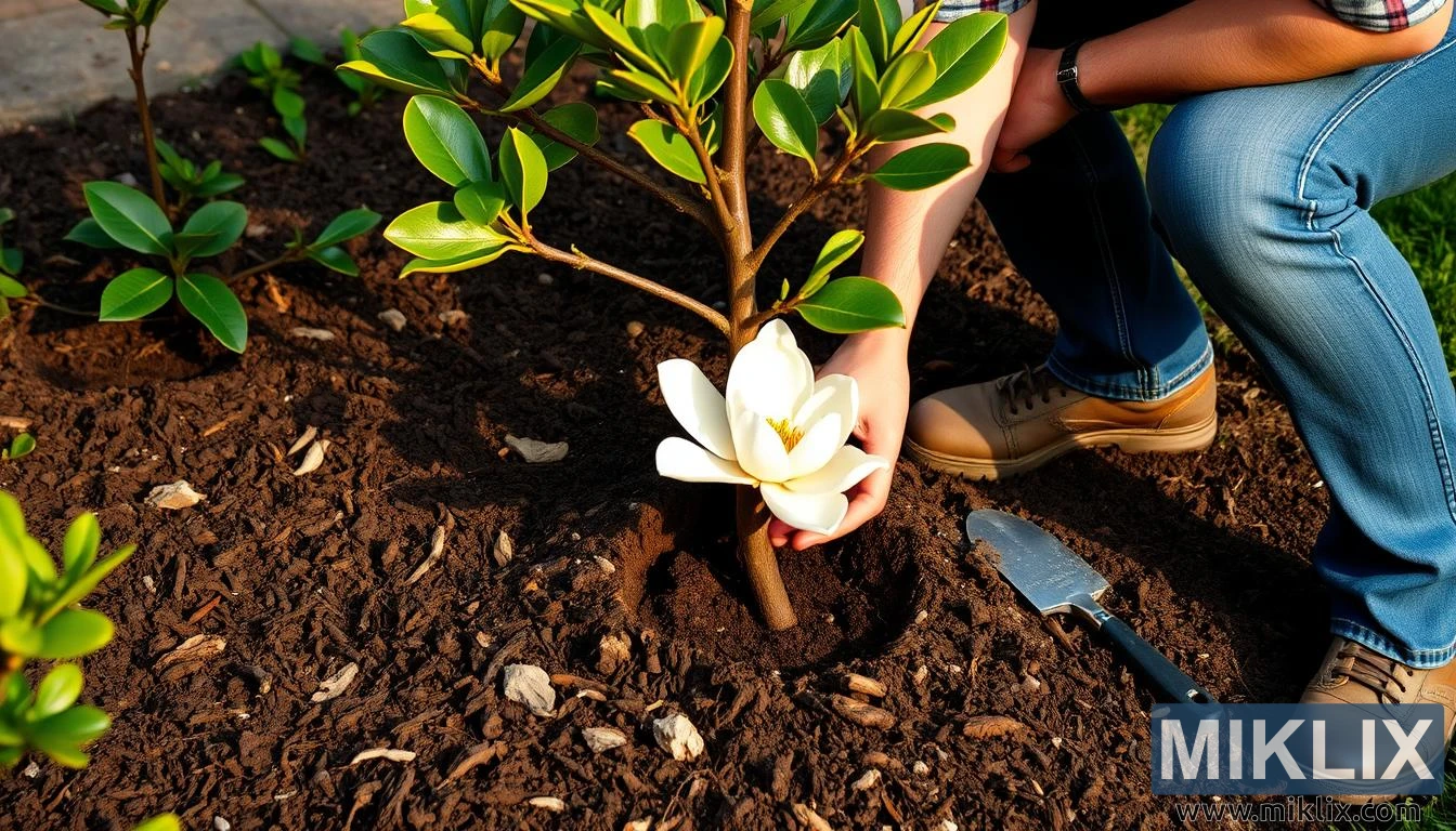 Image: Planting a Young Magnolia Tree - Miklix