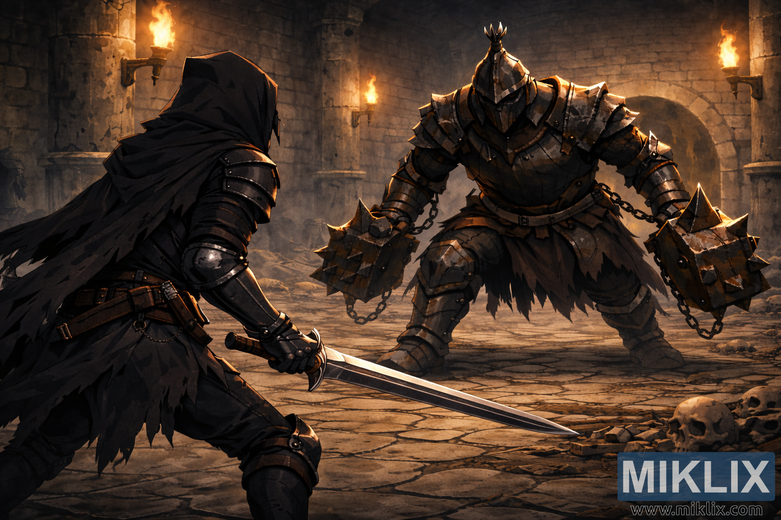 Image: The Sword Raised Before the Duel - Miklix