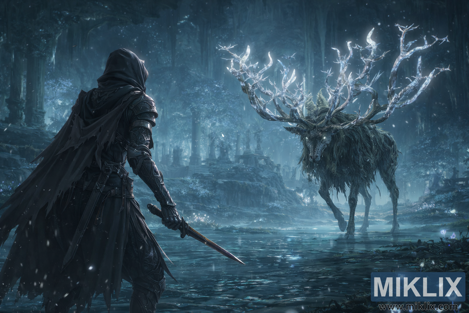 Image: Tarnished vs Ancestor Spirit in Siofra - Miklix