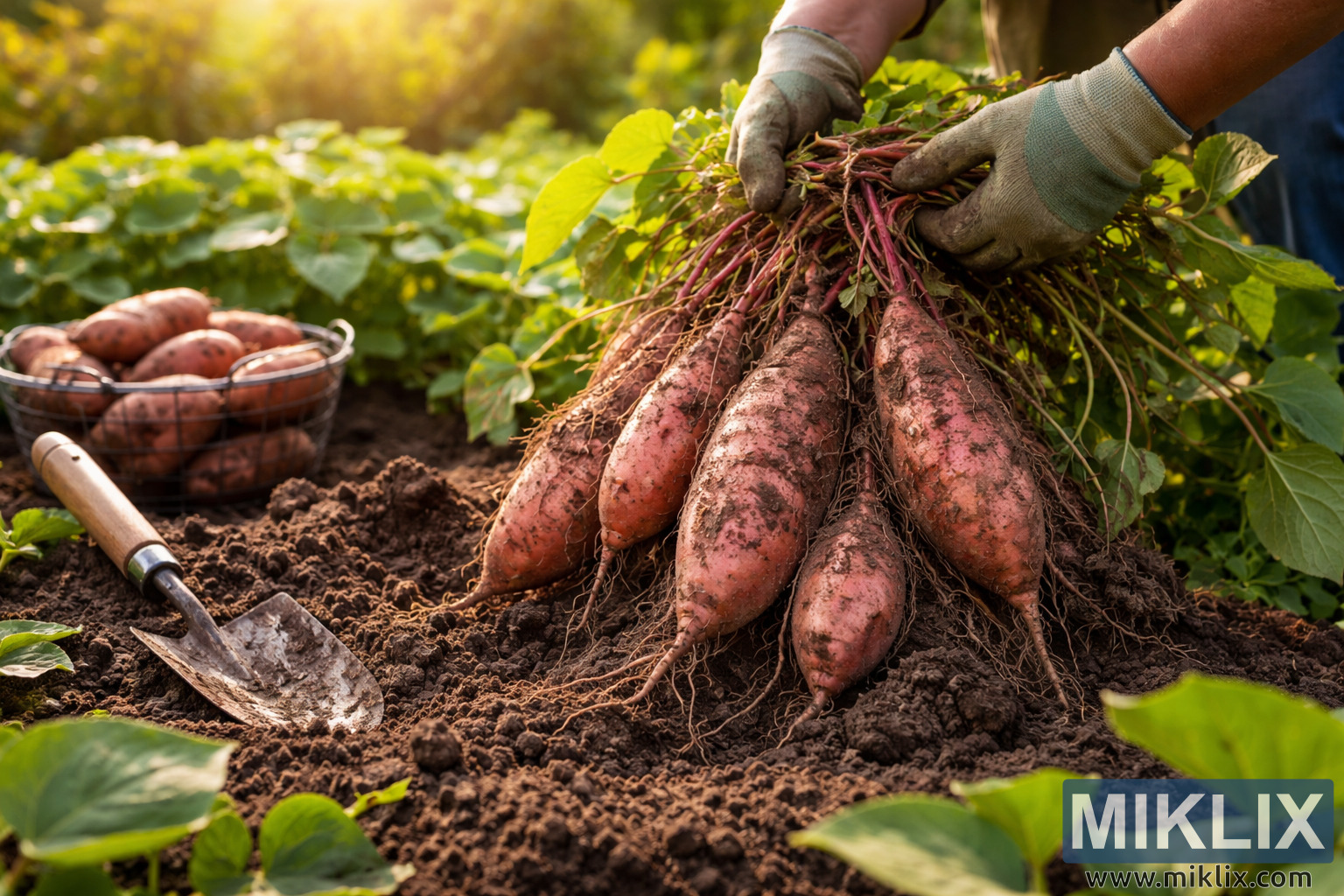 Image: Harvesting Sweet Potatoes from Garden Soil - Miklix