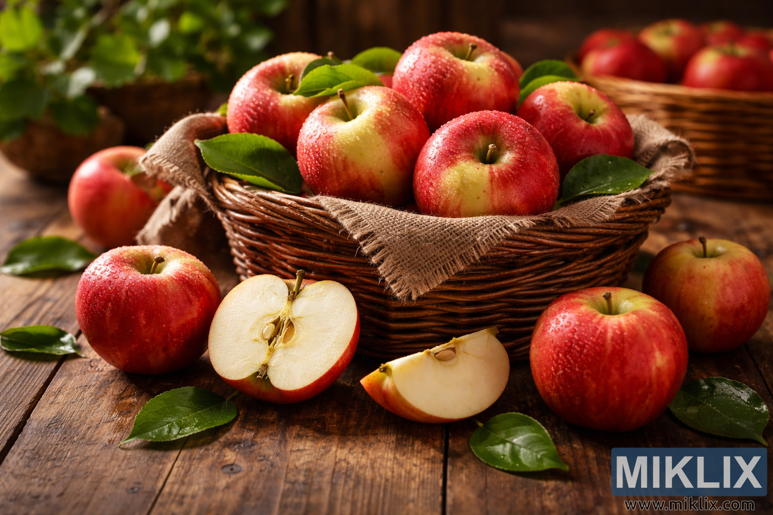 Image: Fresh Harvest Apples on a Rustic Wooden Table - Miklix