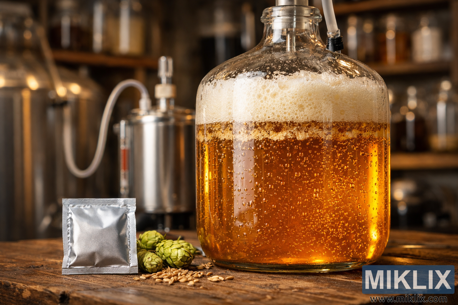 Vaizdas: Auksinio alaus fermentacija namų alaus darykloje - Miklix