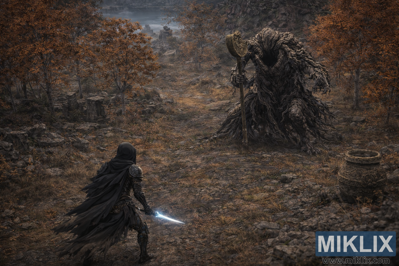 Image: Duel au couteau noir contre l’Avatar de l’Arbre-Monde à Liurnia ...