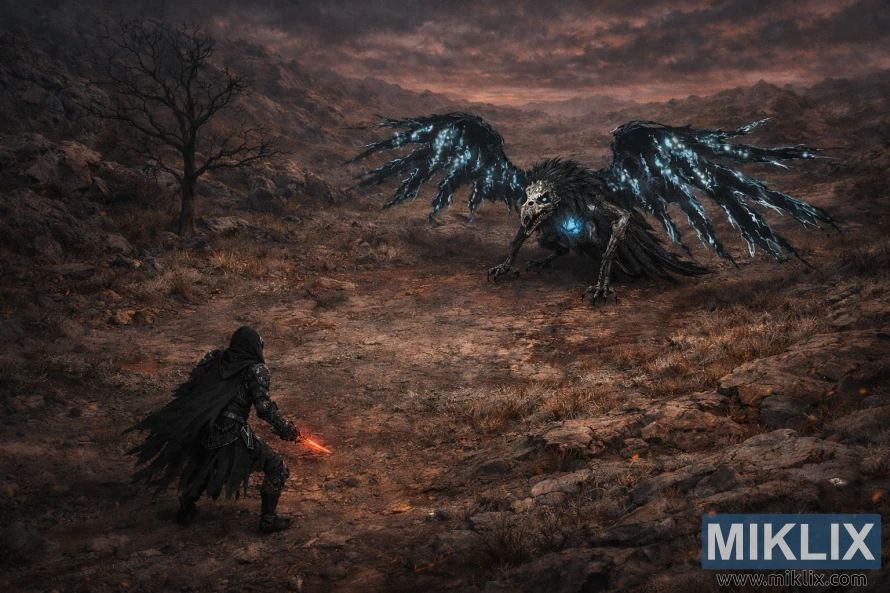 Image: Isometric Standoff in Caelid - Miklix