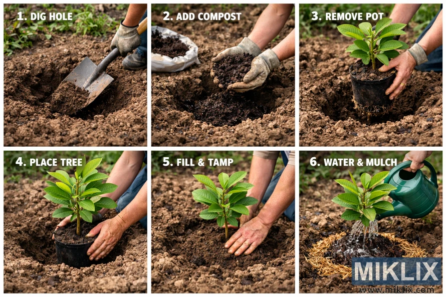 Image: Step-by-Step Planting of a Young Guava Tree - Miklix