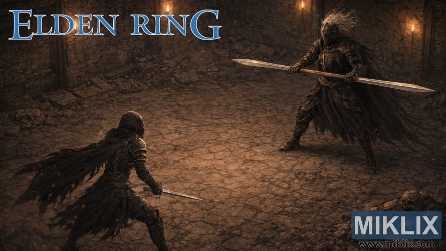 Image: Tarnished vs Edredd in Fort of Reprimand - Miklix