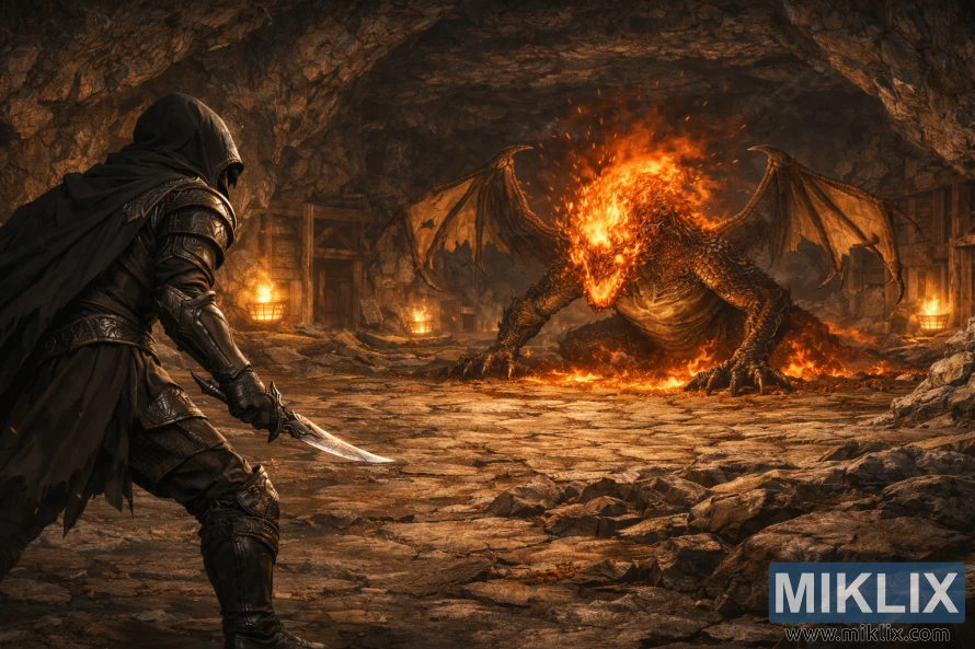 Image: Standoff in the Depths of Gael Tunnel - Miklix