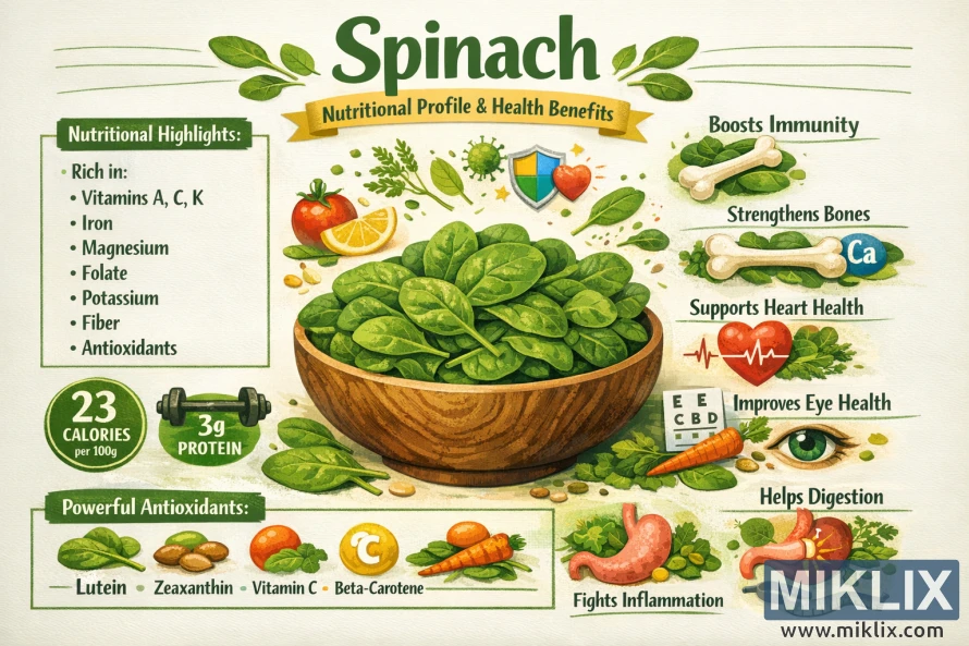 Image : Épinards : Infographie sur le profil nutritionnel et les ...