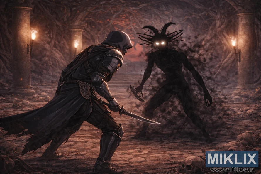 Изображение: Завершение расследования в катакомбах целид - Miklix