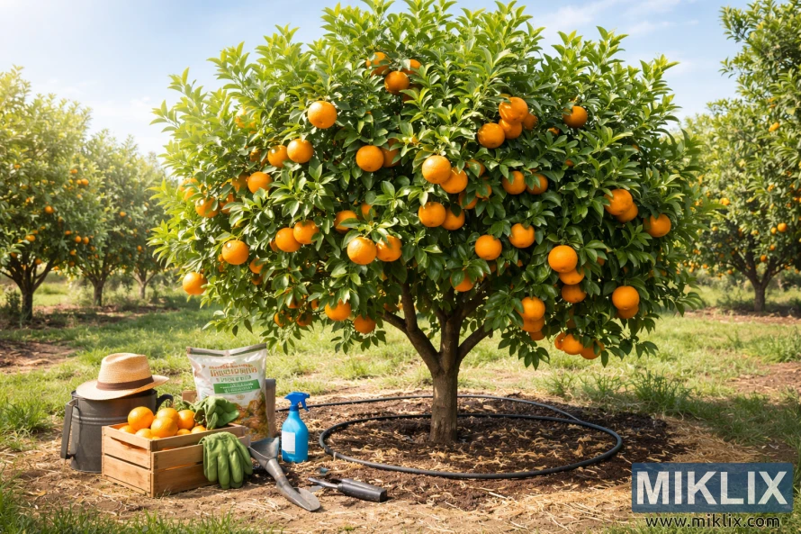 Image: Healthy Orange Tree with Abundant Fruit - Miklix