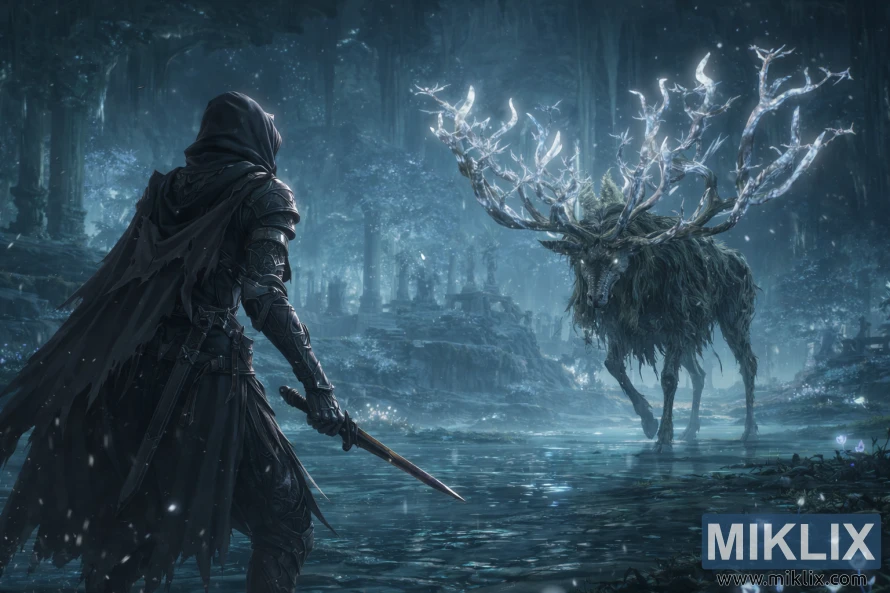 Image: Tarnished vs Ancestor Spirit in Siofra - Miklix