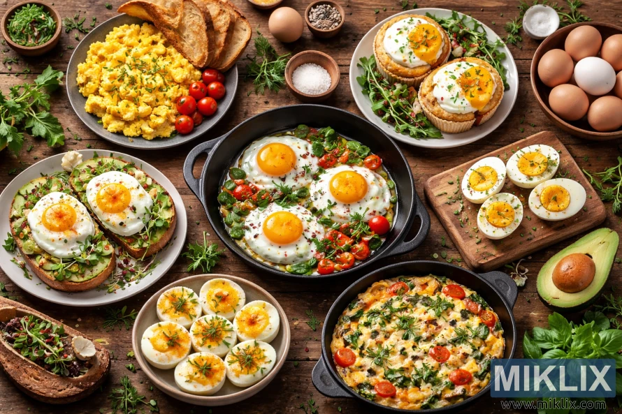 Kuva: Maalaismainen aamiainen munilla - Miklix