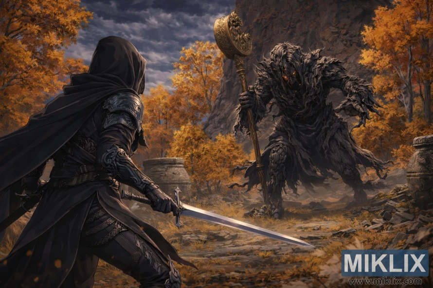 Image: The Tarnished Faces the Erdtree Avatar - Miklix