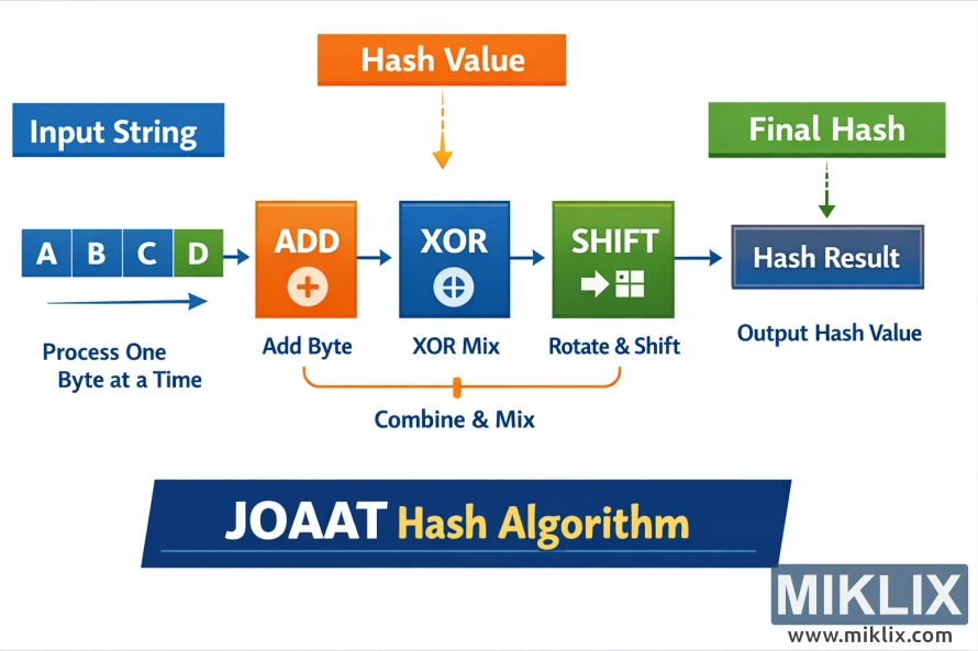 Immagine: Algoritmo hash JOAAT – Panoramica visiva - Miklix